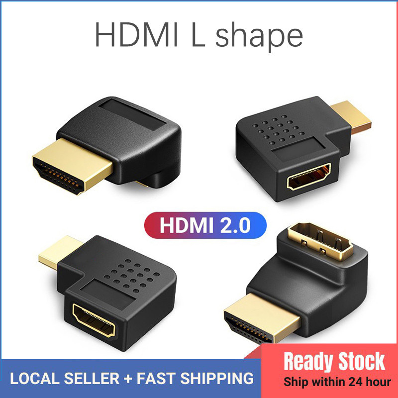 HDMI L shape 90 degree 270 degree Angel Connector Cable Male to Female ...