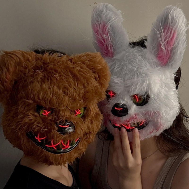 [ Featured ] Halloween Plush Rabbit Mask - Realistic Bloody Rabbit Bear ...