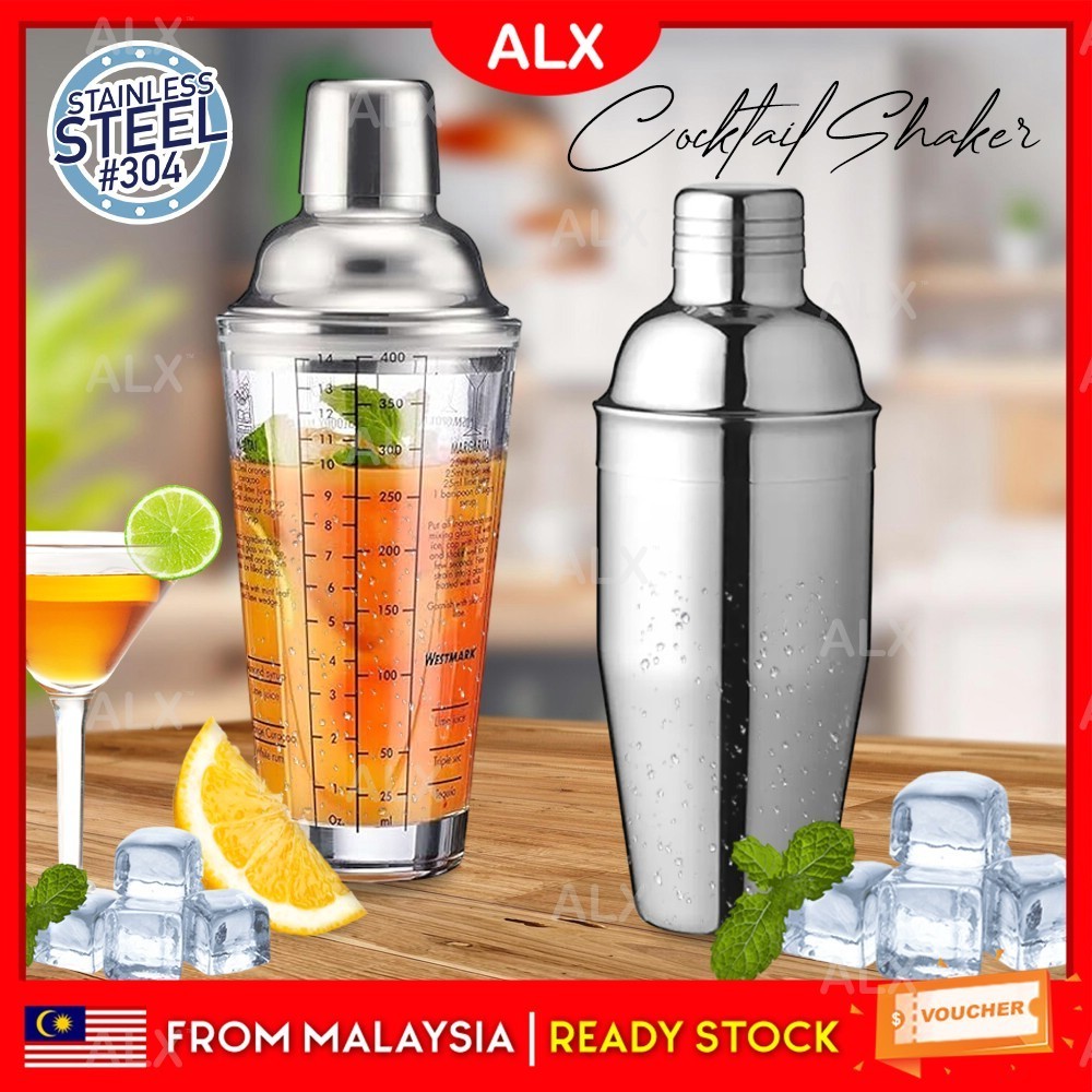 ALX Stainless Steel Glass Cocktail Shaker Fruit Tea Drink Making Tool ...