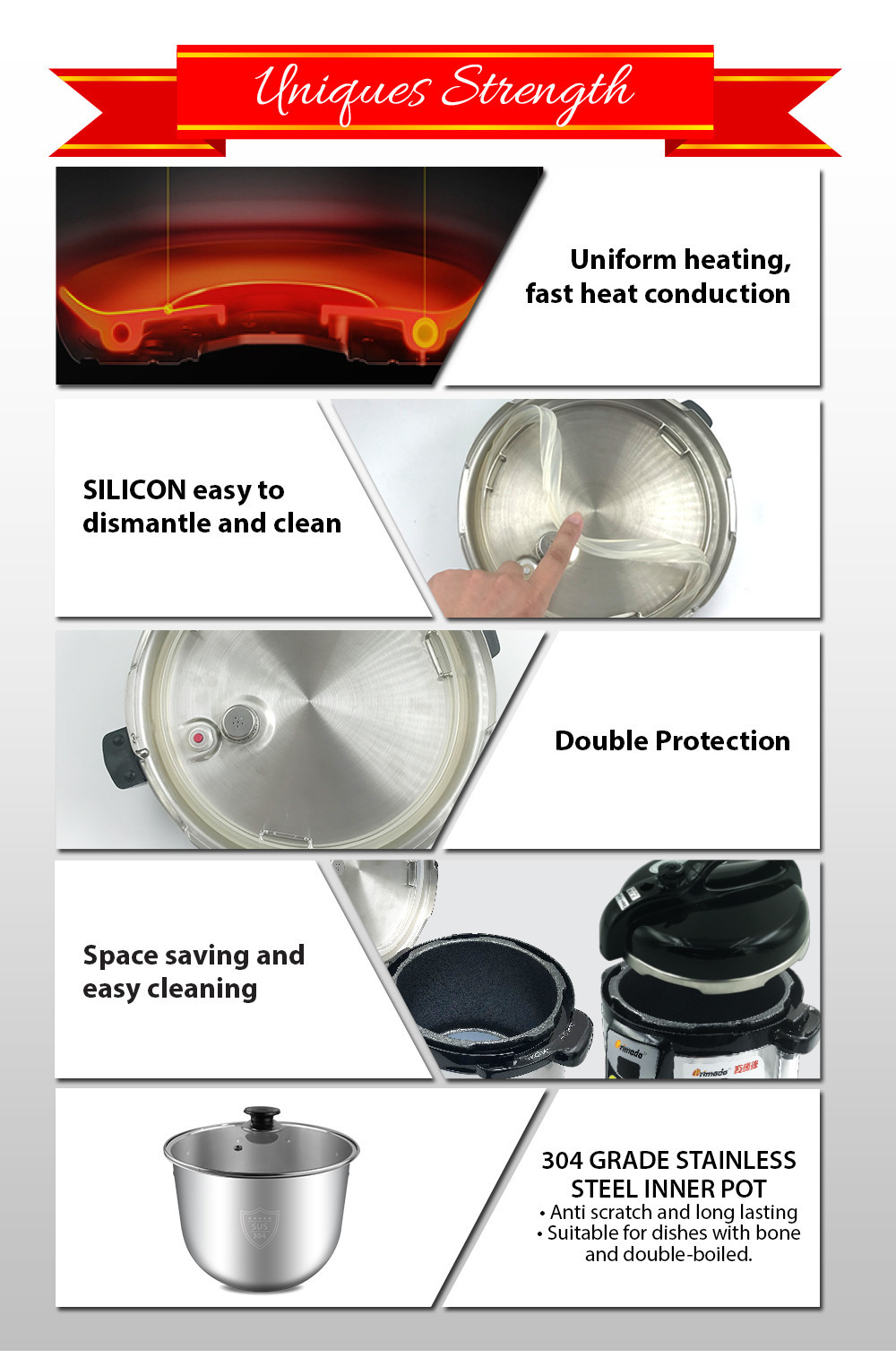 Primada 6 Liter Dual Pots Pressure Cooker PC6010 (1 NON STICK POT ...