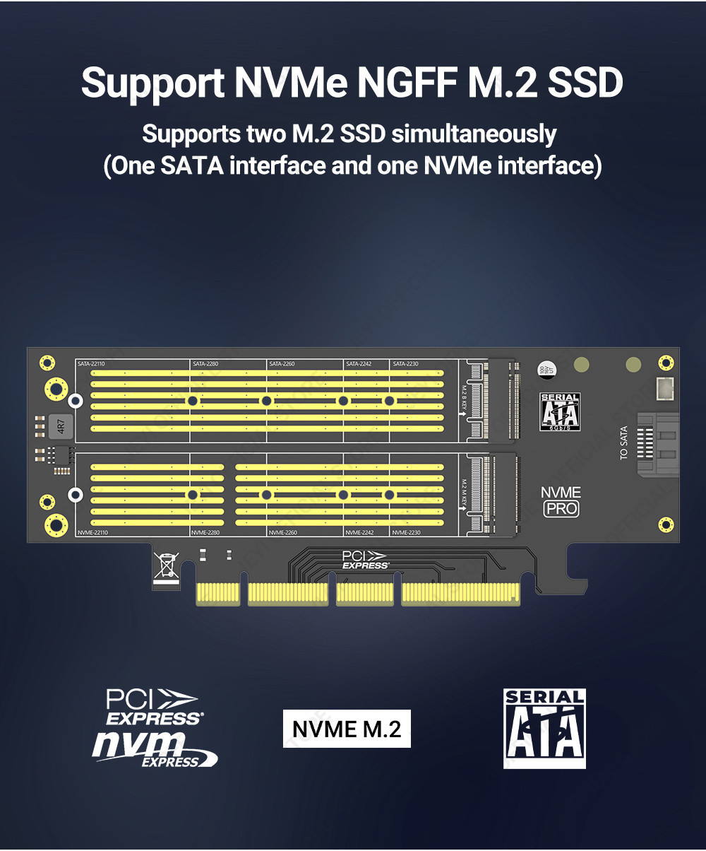 JEYI SK9 M.2 Dual PCIE 4.0 Adapter for NVMe / Aluminum with turbo fan ...