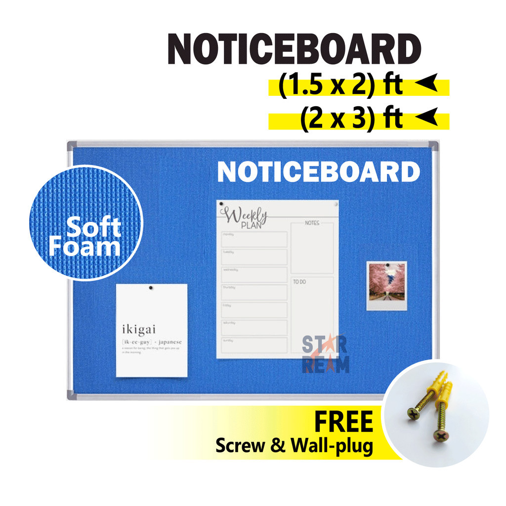 Aluminium Frame Notice Board (1.5x2 ft/ 2x3 ft) Papan Kenyataan/ Foam ...
