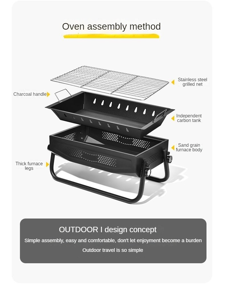 Foldable Barbecue Oven Outdoor Portable Carbon Grill Grill Net Outdoor ...