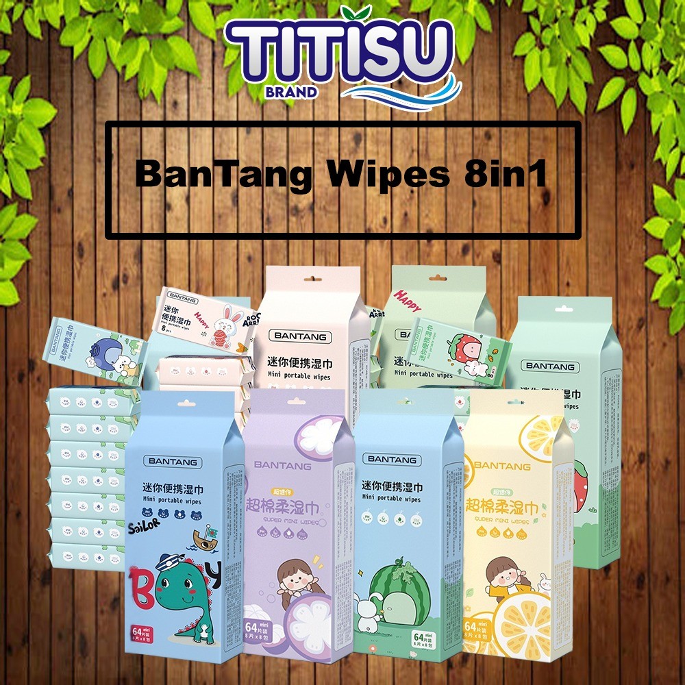 🧻 [8in1] Mini Wet Tissue Children Mouth and Hand Care Cute Mini Baby ...