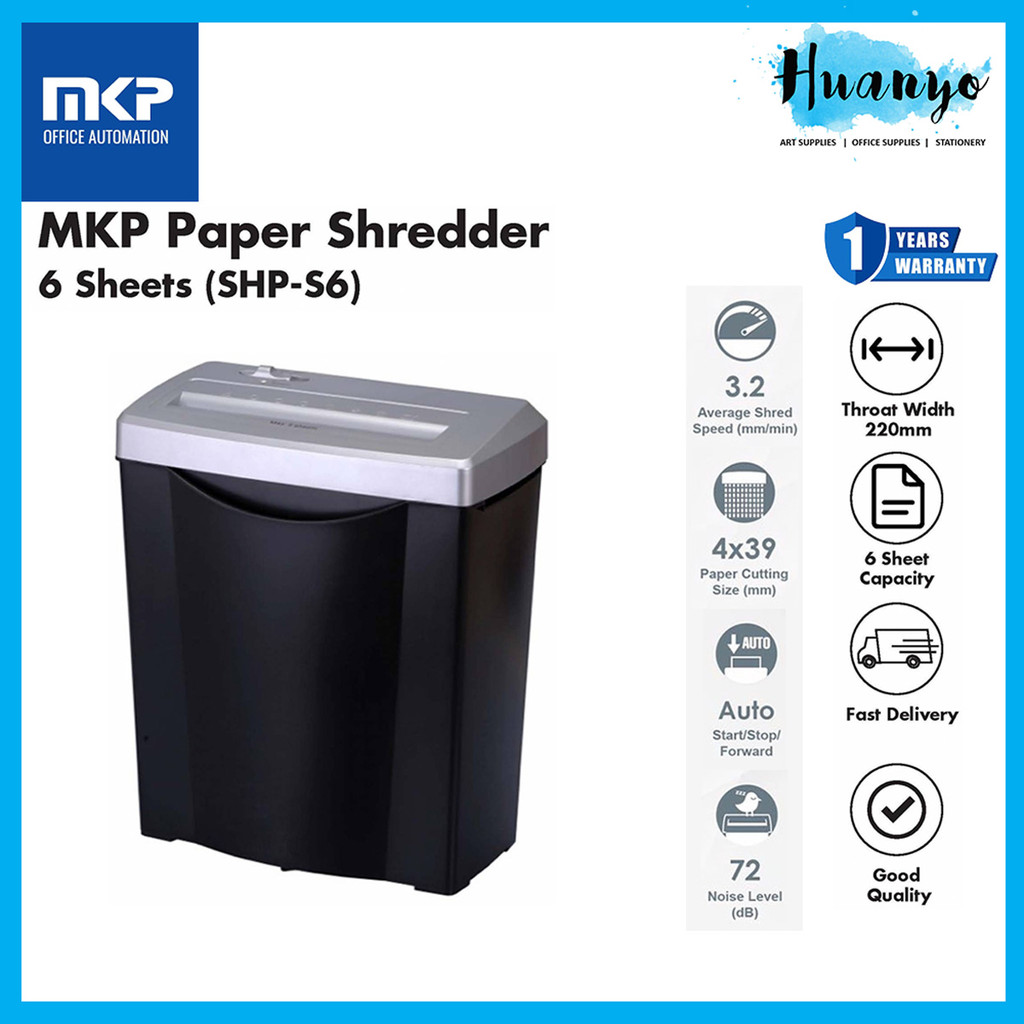 MKP SHP-S6 Paper Shredder with Wastebasket (Cross Cut, Shredder Machine ...
