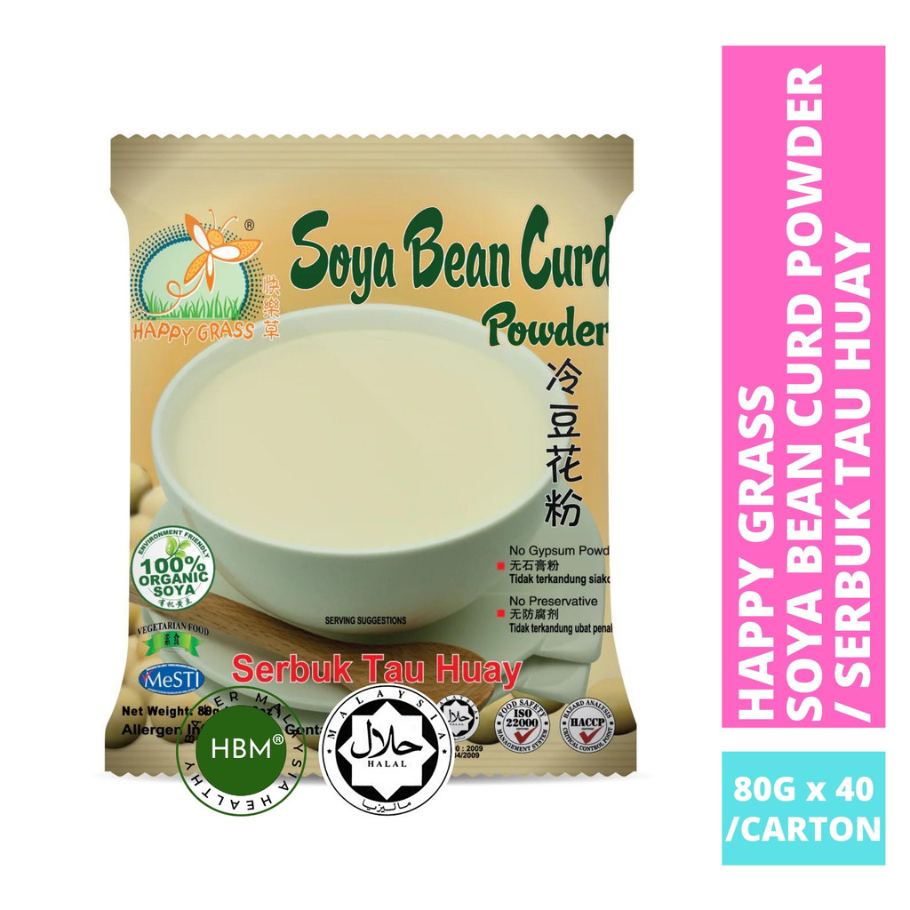 Happy Grass Soya Bean Curd Powder 80GM x 40 Pkt per Carton / Serbuk Tau ...