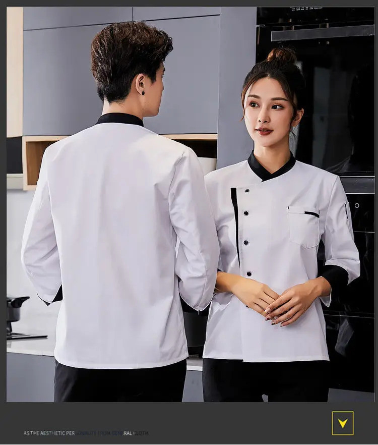 Restaurant Chef Jacket Top Long short Sleeve Hotel Cafe Kitchen Work ...