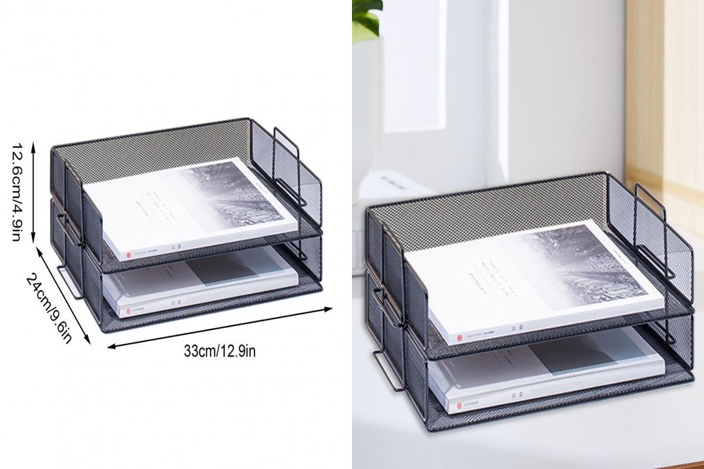 ba Paper Document Holder Desktop File Organizer Mesh Metal 2-tray ...