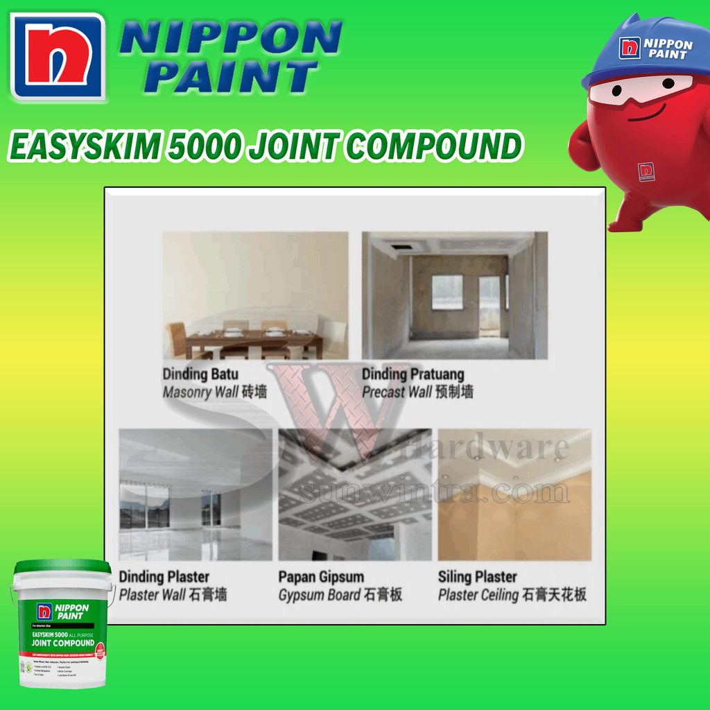 Nippon Paint All Purpose Joint Compound 5kg / Easyskim 5000 Tampal ...