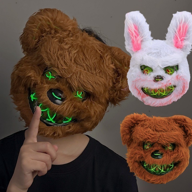 Creative Holiday Mask Bloody Rabbit Bear Creepy Halloween Horror Adult ...