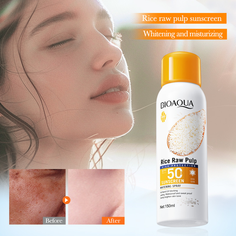 BIOAQUA Rice Raw Pulp SPF50+ PA+++ High Protection Sunscreen Whitening ...