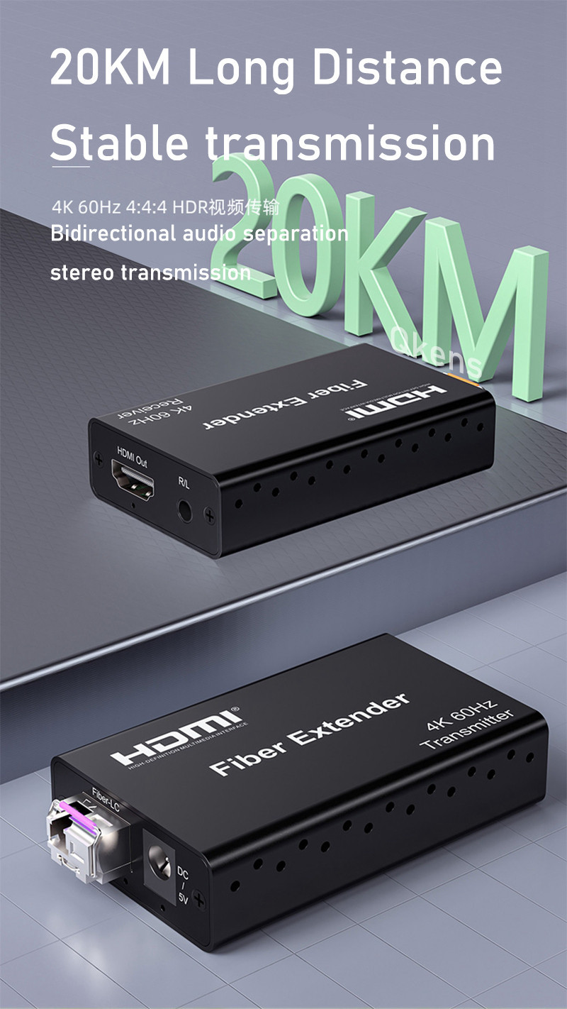 4K 60Hz HDMI Optical Fiber Cable Extender 20km with Audio Extract HDR ...