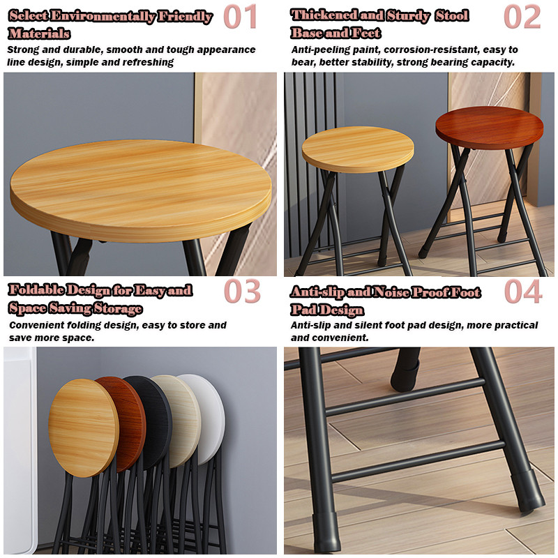 Sancy Folding Chair Stool Home Portable High Foot Small Round Stool ...