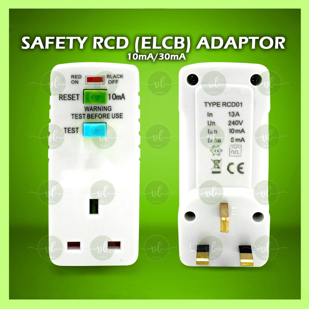 Adaptor Power Protection RCD ELCB Safety 10mA 30mA UK Plug Tester 230V ...