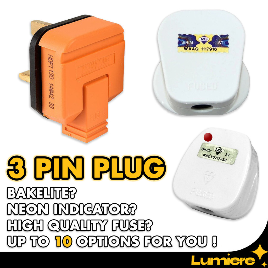 13A Socket Plug 3 Pin Plug Top Heavy Duty 13Amp Fused Kepala Plug ...