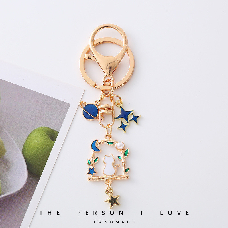 Starry Sky Cat Keychain Exquisite Cartoon Pendant Couple's Best Friend ...