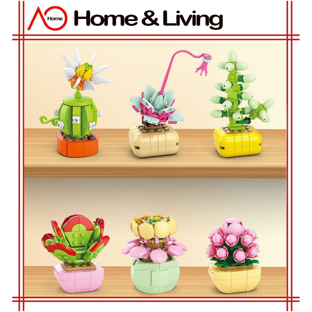 AO Home Succulent Small Particle Building Blocks Potted Plants Assembly ...