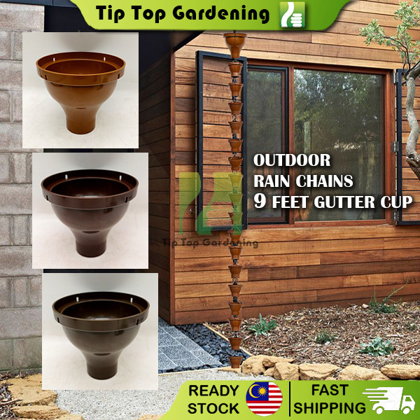Cawan Longkang Rantai Hujan / LS 9' Gutter Cup Rain Chain Garden Decor ...