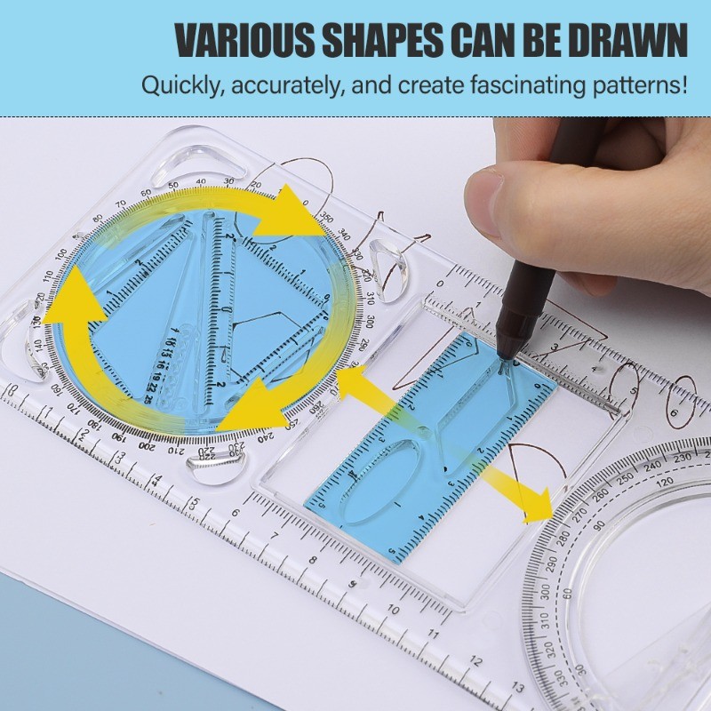 Multifunctional Geometric Ruler - Drawing Tools Plastic Ruler Set ...