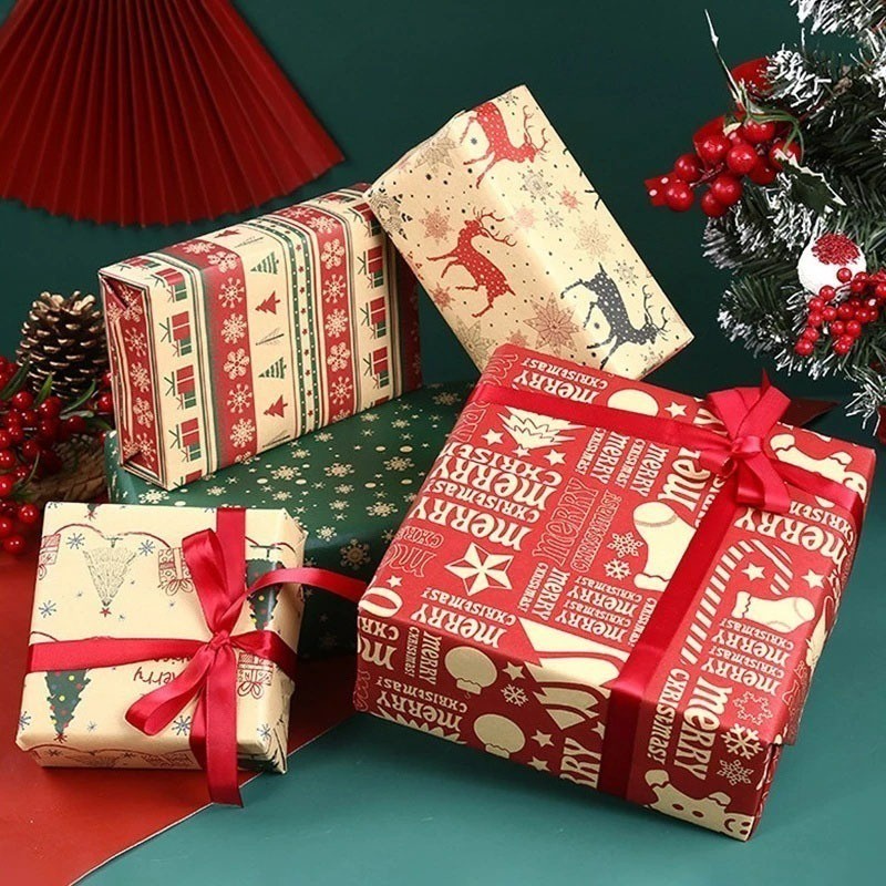 Christmas Wrapping Paper - Vintage Kraft Paper - Large Size, Self ...