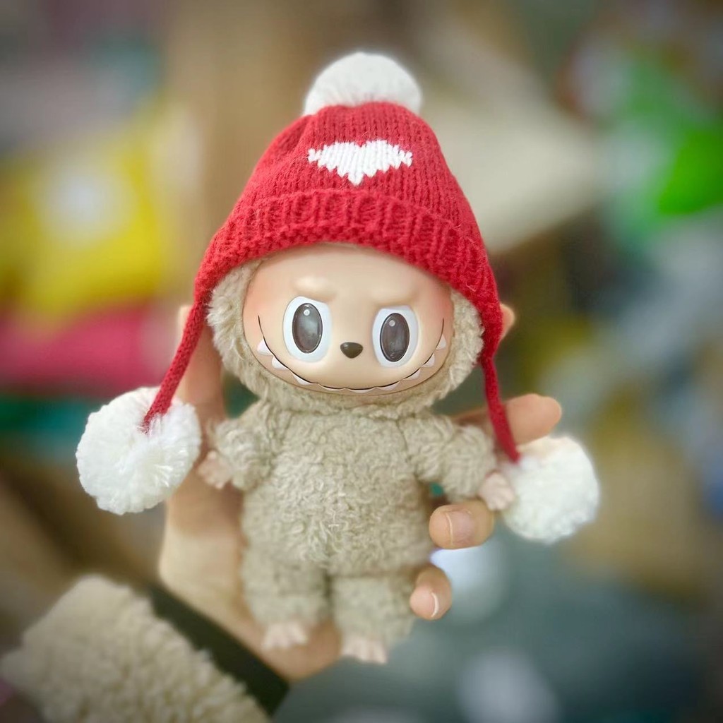 2pcs 15cm Christmas Labubu Clothes With Scarf Hats Set New Year Labubu ...