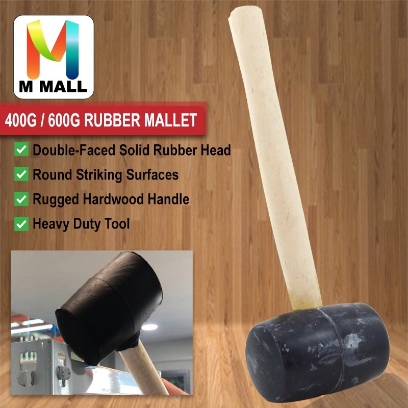 M MALL JX 400G / 600G RUBBER MALLET STRIKE DOUBLE HEAD-FACED SOLID ...