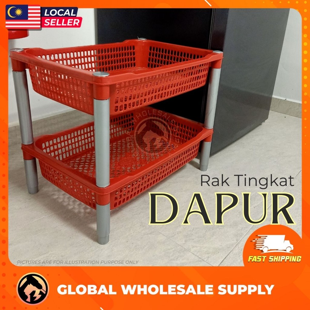 Plastic Rack 2 / 3 / 4 Tier Storage Rack Vegetable Stackable Storage ...