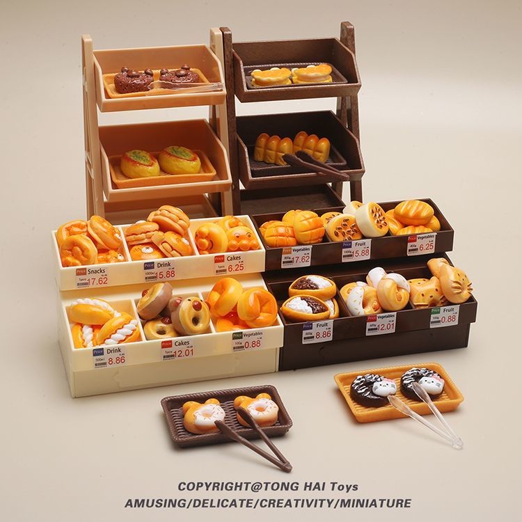 Miniature Fake Bread Cabinet | Miniature Bakery and Pastry Toy Set ...