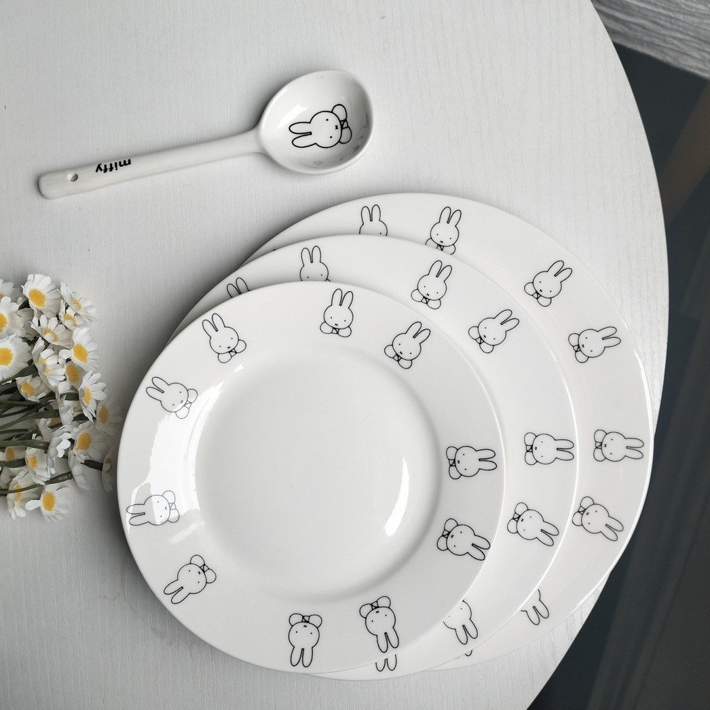 Ins Style Cute Miffy Rabbit Ceramic Tableware Family Kitchen Dining ...