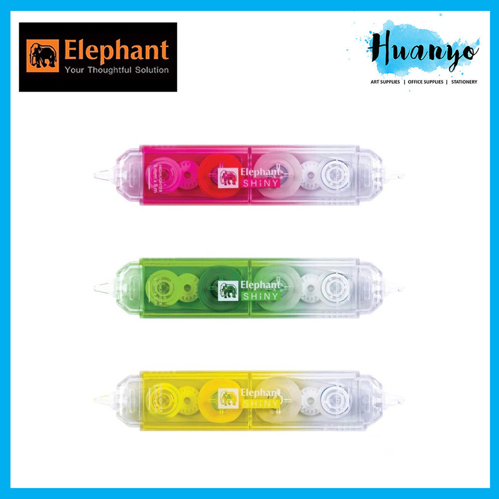 Elephant SHINY 2 in 1 Highlighter + Correction Tape 5M X 5MM (Pink ...