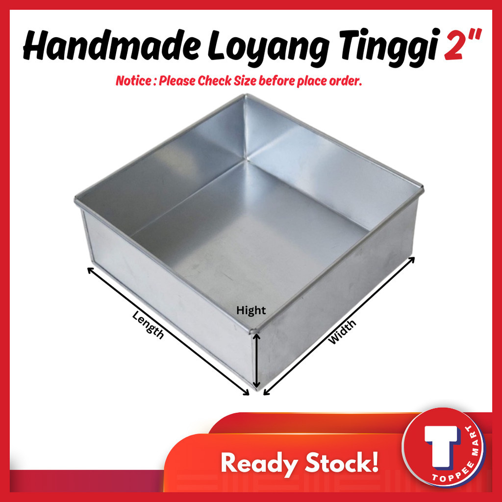 2inch Aluminium Handmade Cake Mould Square Tin Tray Tinggi 2" LOYANG ...