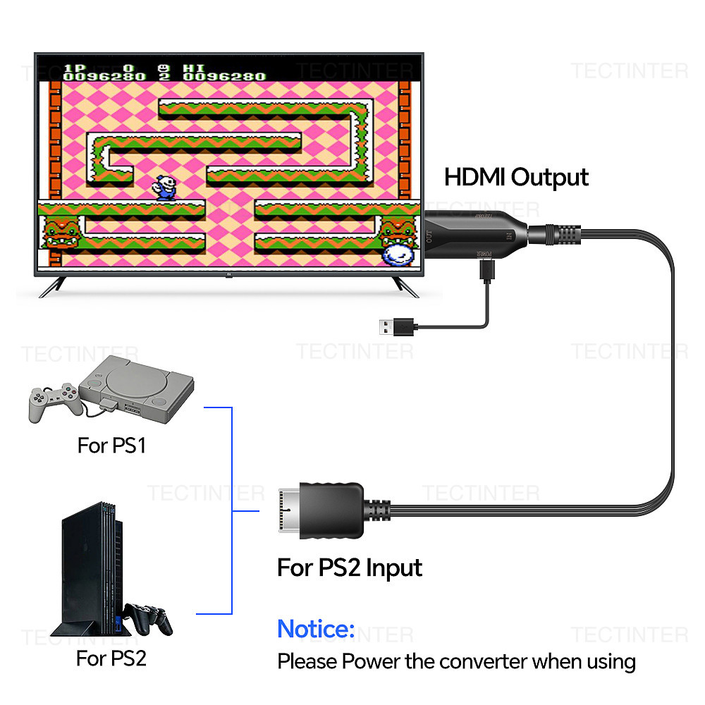 For PS1 PS2 to HDMI Converter Adapter For PS1 PS2 to HDMI Converter For ...