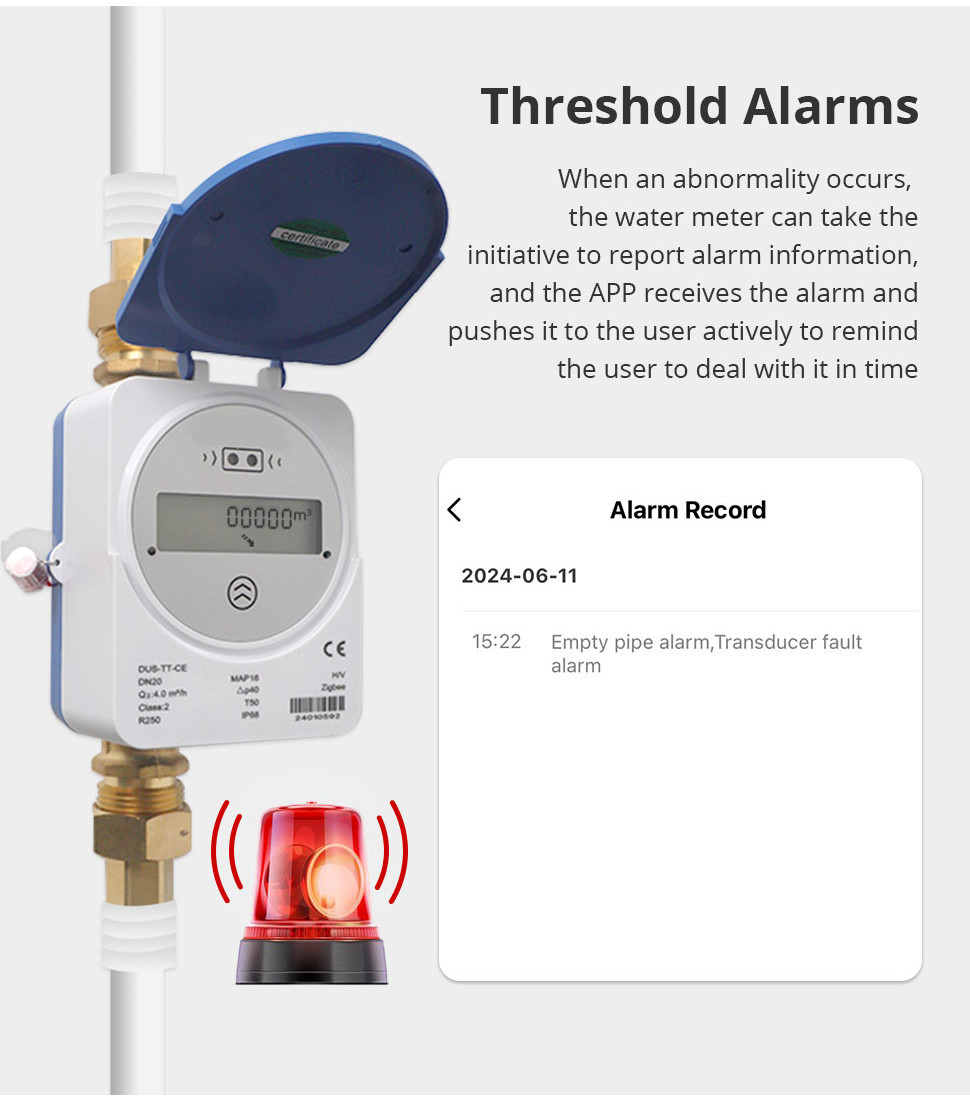 Tuya Zigbee Smart Ultrasonic Water Meter Pulse Output IP68 LCD Digital ...