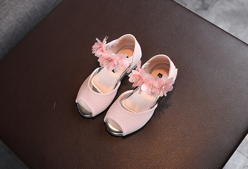 Girls Rhinestone Flower Shoes Low Heel Flower Wedding Party Dress Pump Shoes Princess Shoes For ...