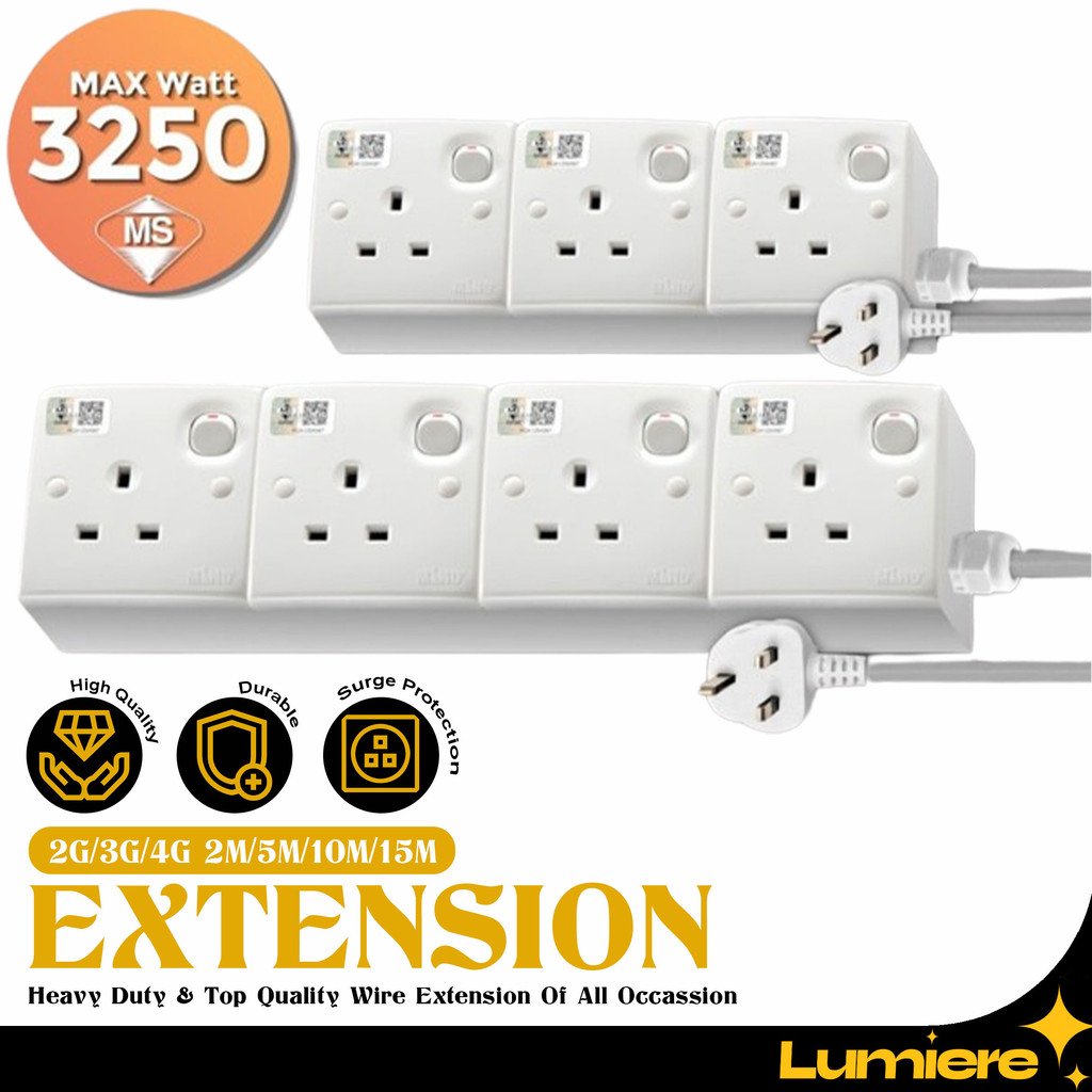 SIRIM Socket Extension Heavy Duty Extension Plug Heavy Duty Wire Trailing Socket Plug 2 | 3 | 4 ...