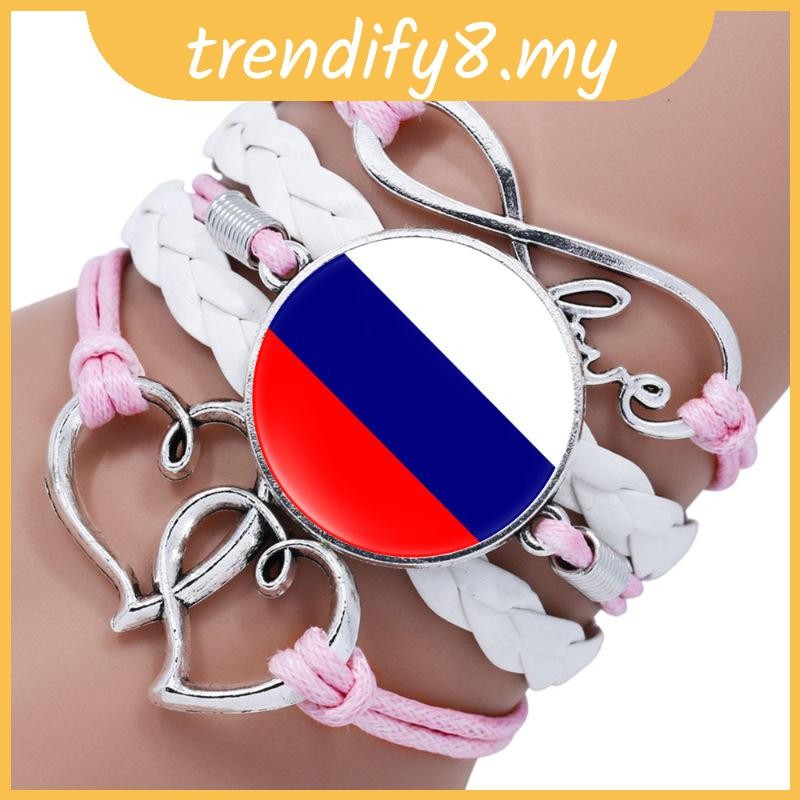 Bracelet Eye-catching Heart Pink Love Charm With European Layers Flag ...