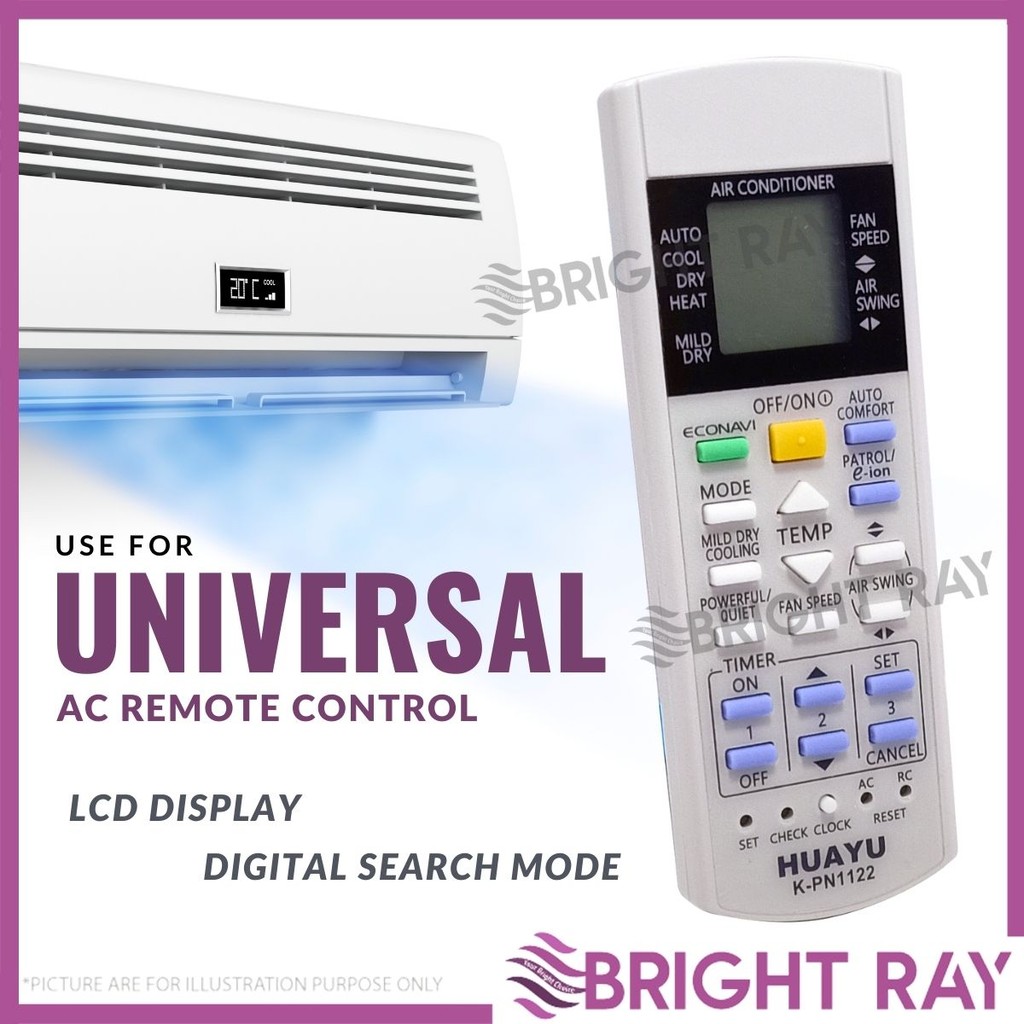 HUAYU K-PN1122 Remote Aircond A/C Remote Control Large LCD Display Unit ...