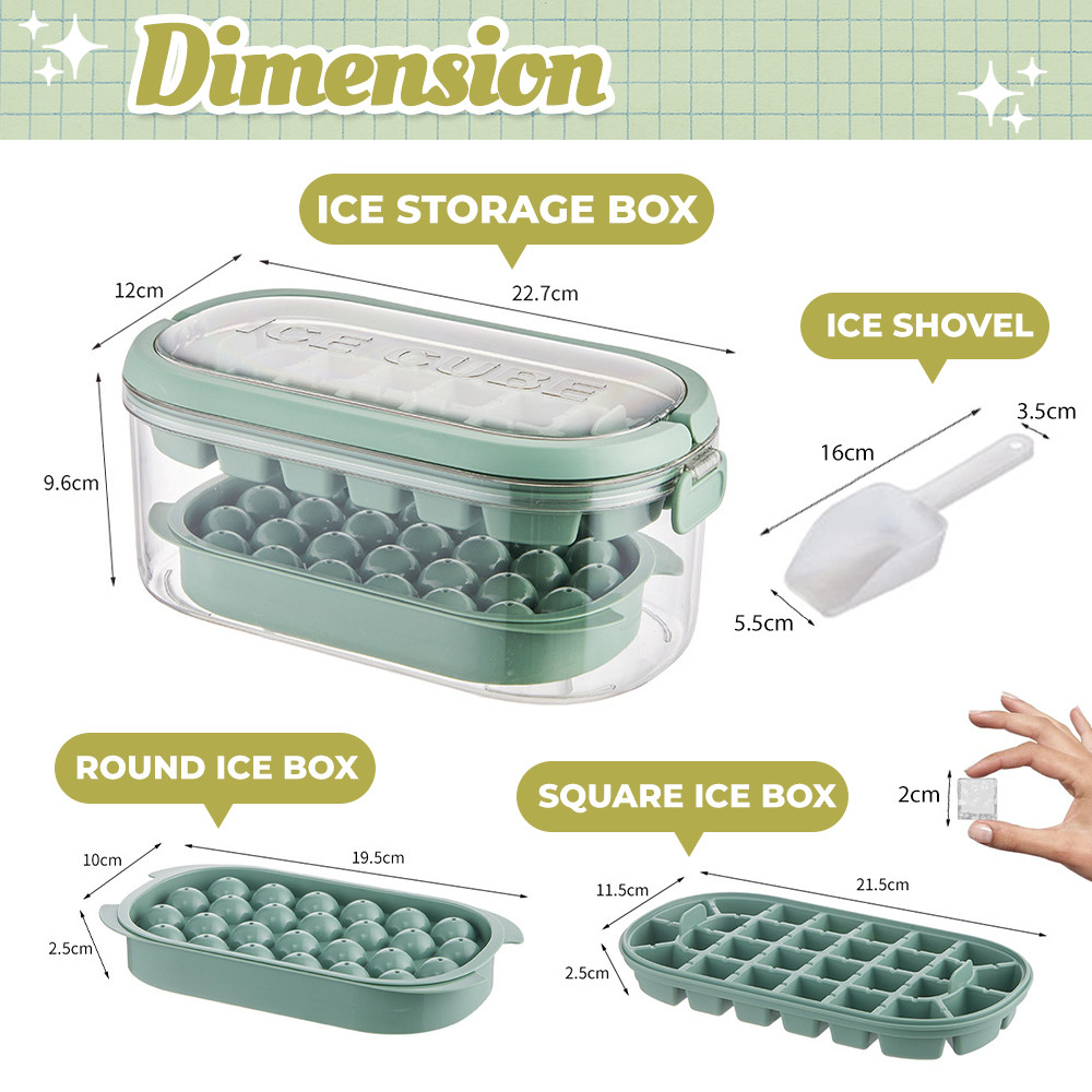 [4 IN 1] Encora Ice Cube Making And Storage Box Plastic Ice Cube Mould ...