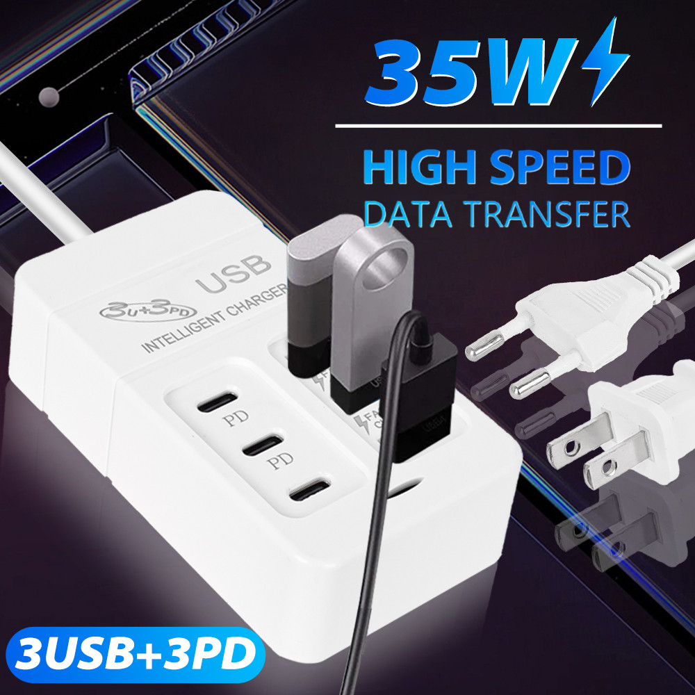 35W Multiport USB Charger Socket - Type C Fast Charging - PD Type Quick Charge Socket - EU US ...