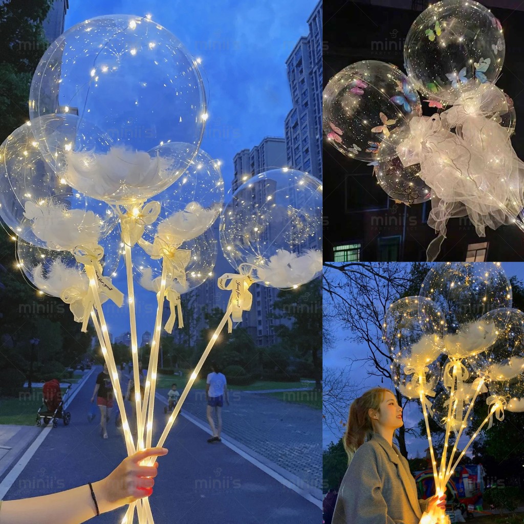 MINIIS 100pcs 40&80cm Bobo Balloon Stick With Cup Transparent Plastic ...