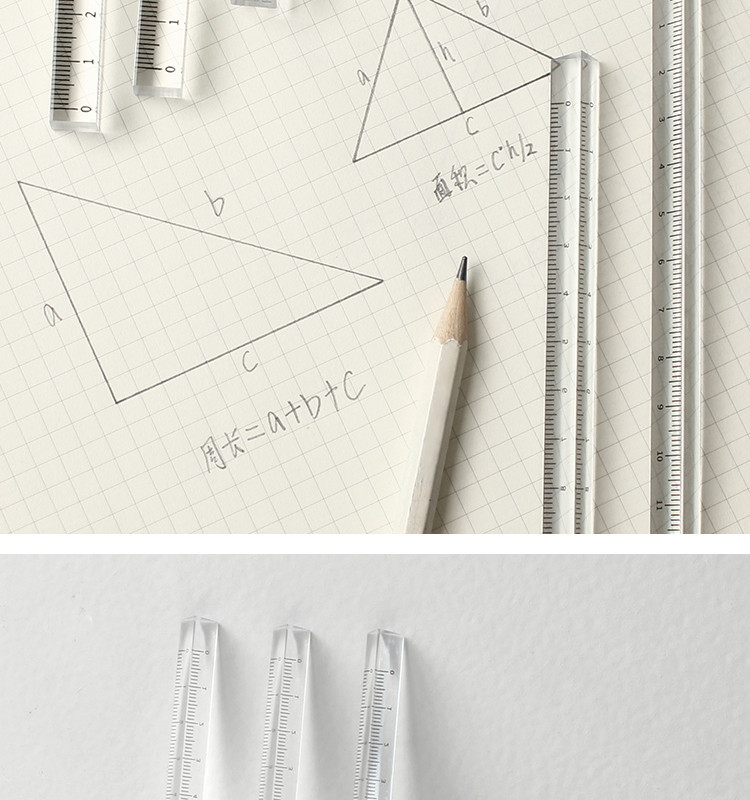 1PCS Transparent Triangular Ruler / Square Ruler Surveying Ruler Exam ...