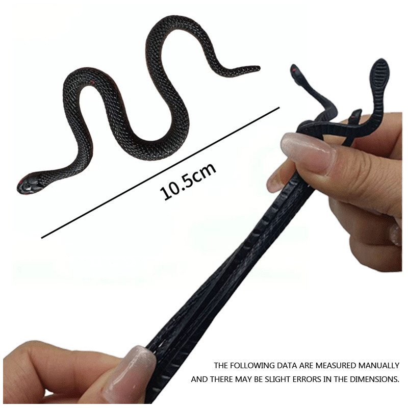 5/10 Pcs Realistic Mini Snake Soft Black Rubber Snake Toys Halloween ...