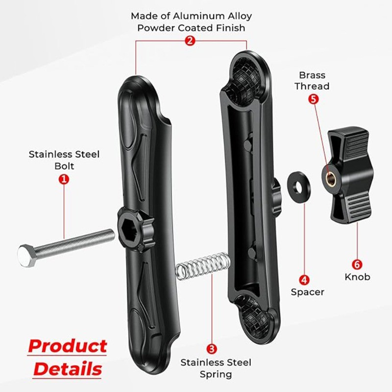 Aluminum Alloy Mount Base with 1" (25.4mm) TPU Ball Motorcycle ...