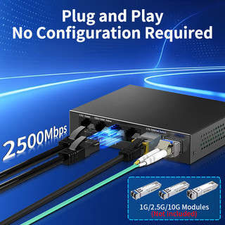 HORACO 2.5GbE Switch 2.5GBASE-T 4 Port 2.5G RJ45 with 2 Port 10G SFP+ ...