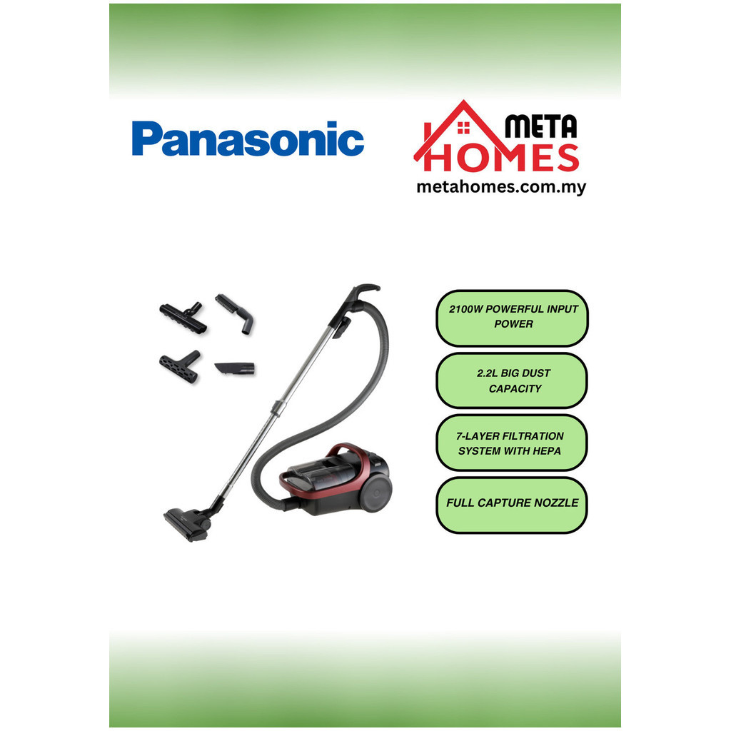 Panasonic (2100W) Cyclone Bagless Canister Vacuum Cleaner MC-CL607RV47 ...