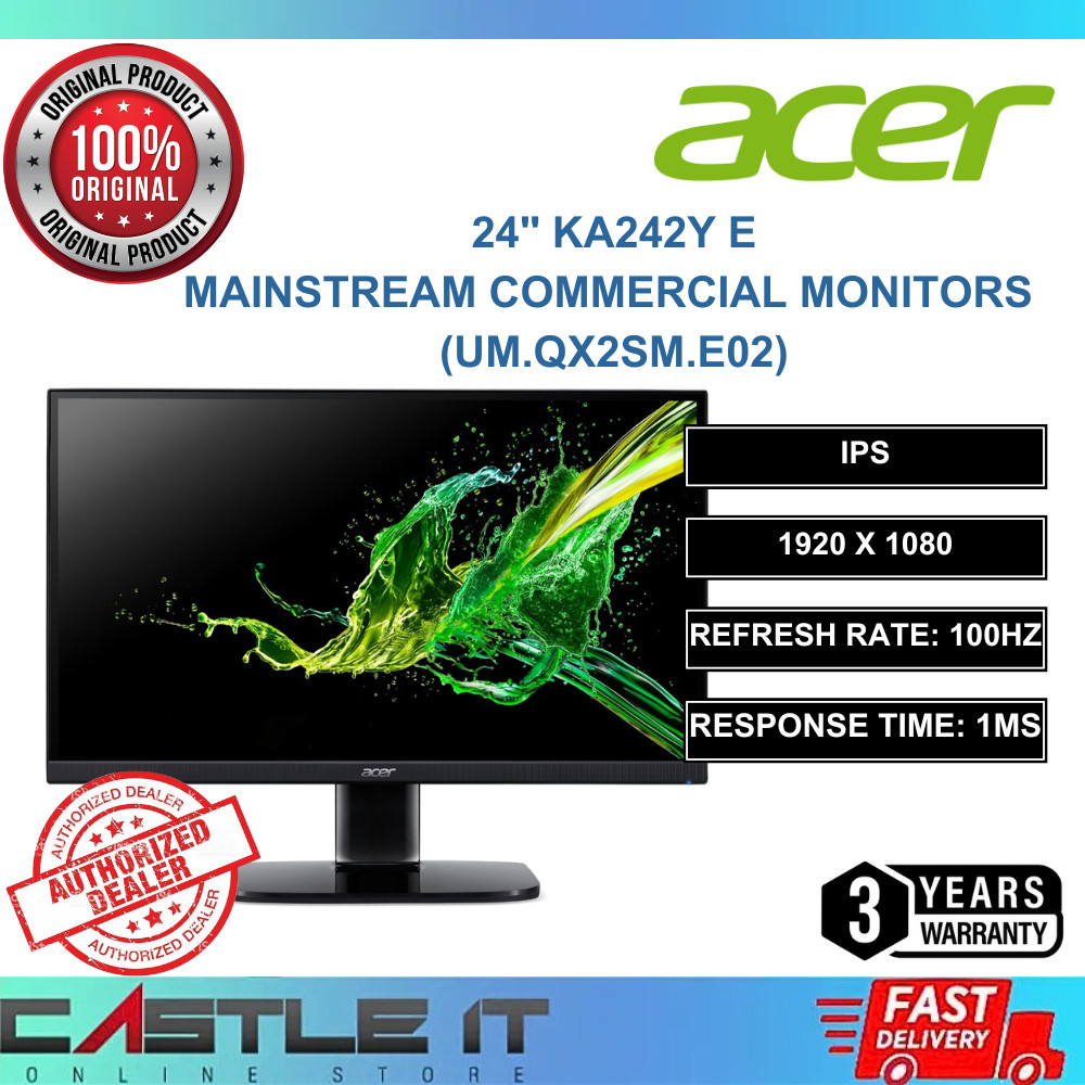 Acer 24" KA242Y E IPS Full HD 100HZ 1MS HD MI DP DisplayPort Monitor 23 ...