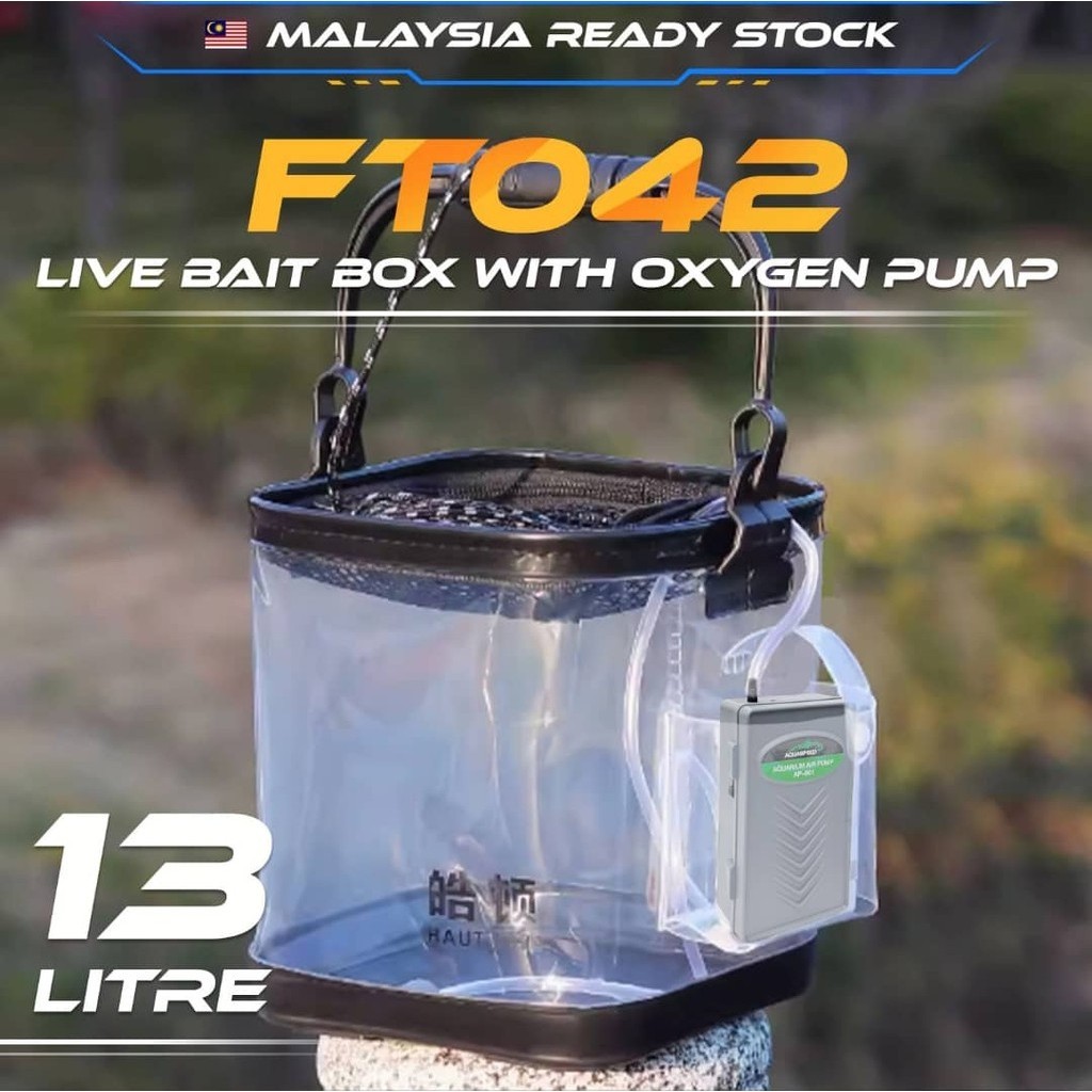 【MR.T】24cm Baldi Umpan Hidup – Foldable Live Bait Bucket with Oxygen ...