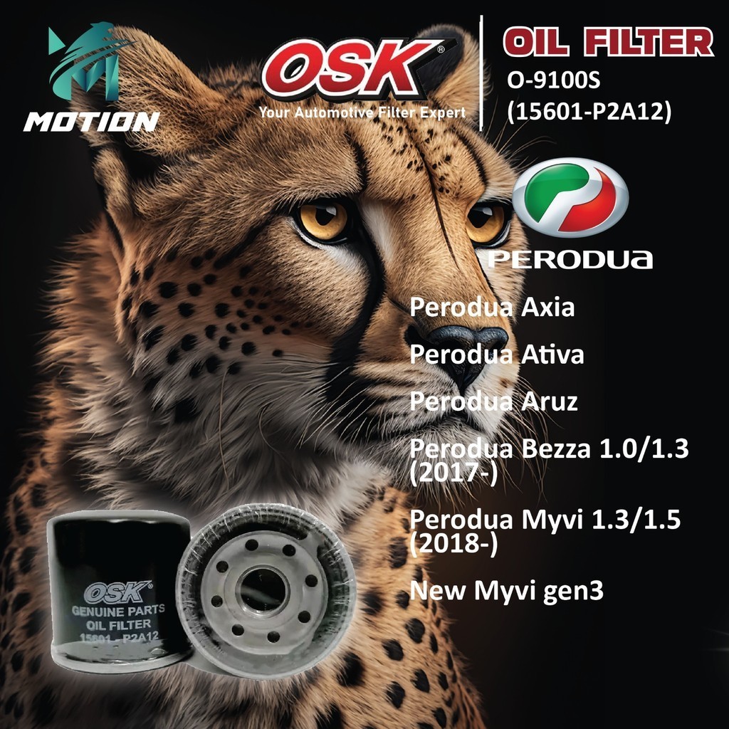 MOTION OSK Oil Filter O-9100S - Perodua Axia Bezza Alza Aruz New Myvi ...