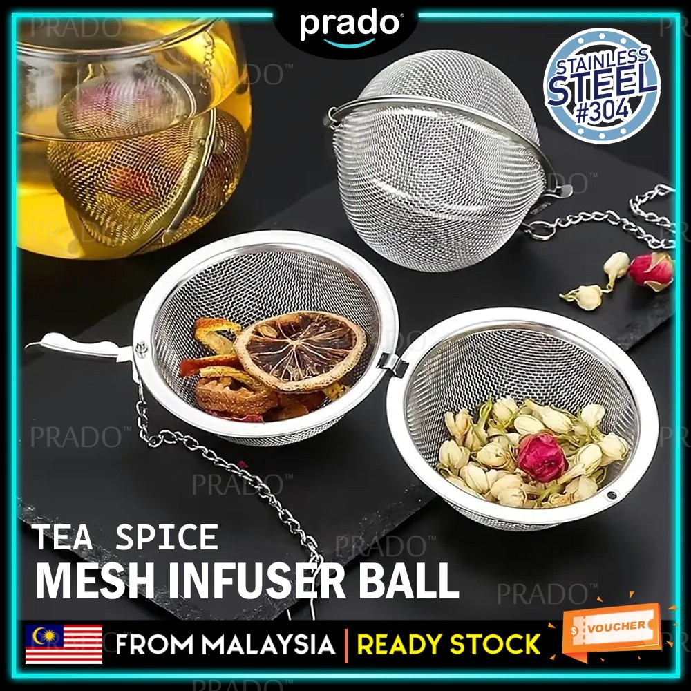 PRADO 5/7/9CM Stainless Steel Tea Infuser Ball With Chain Hook Leaf Tea ...