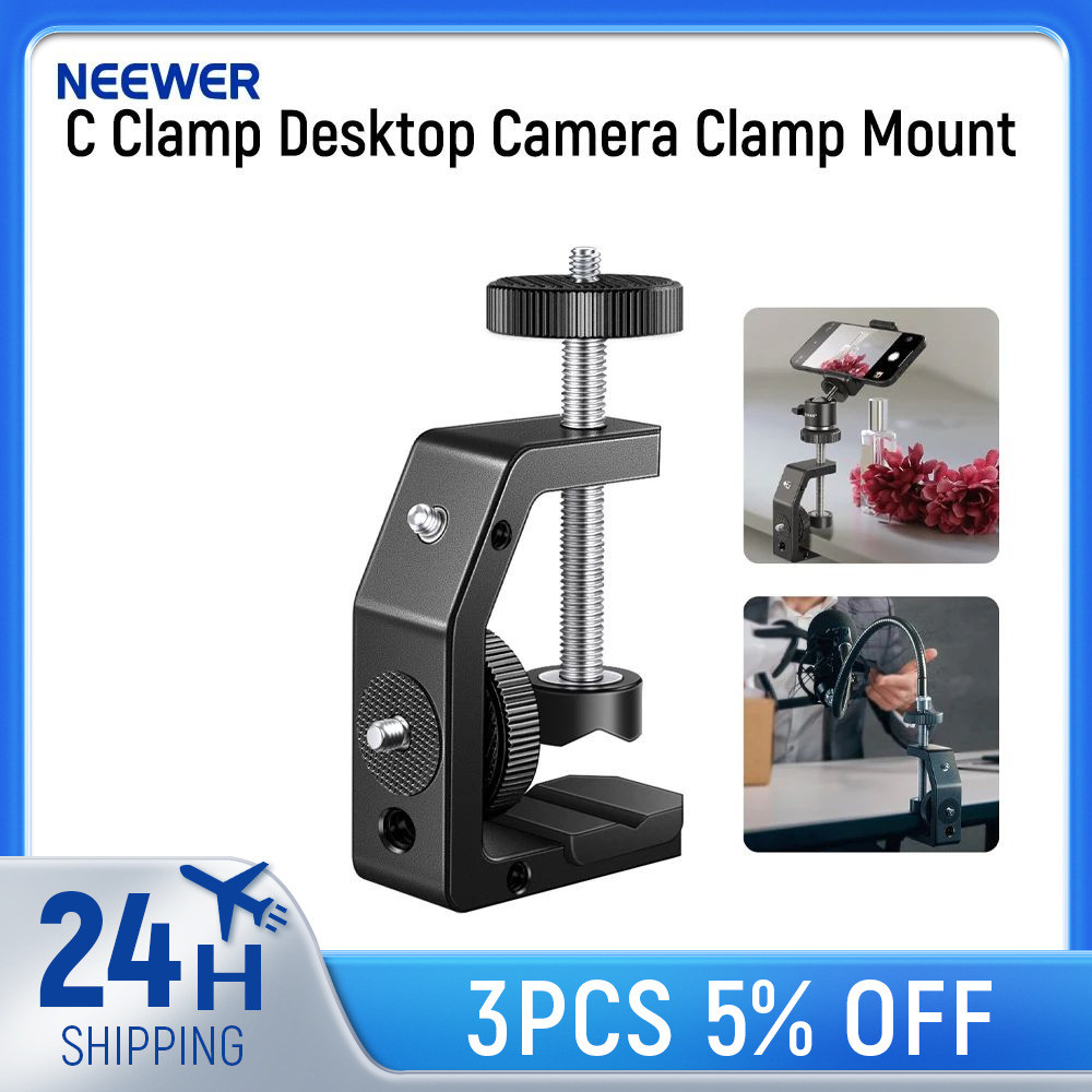NEEWER Heavy Duty C Clamp Desktop Camera Clamp Mount Metal Super Clamp ...
